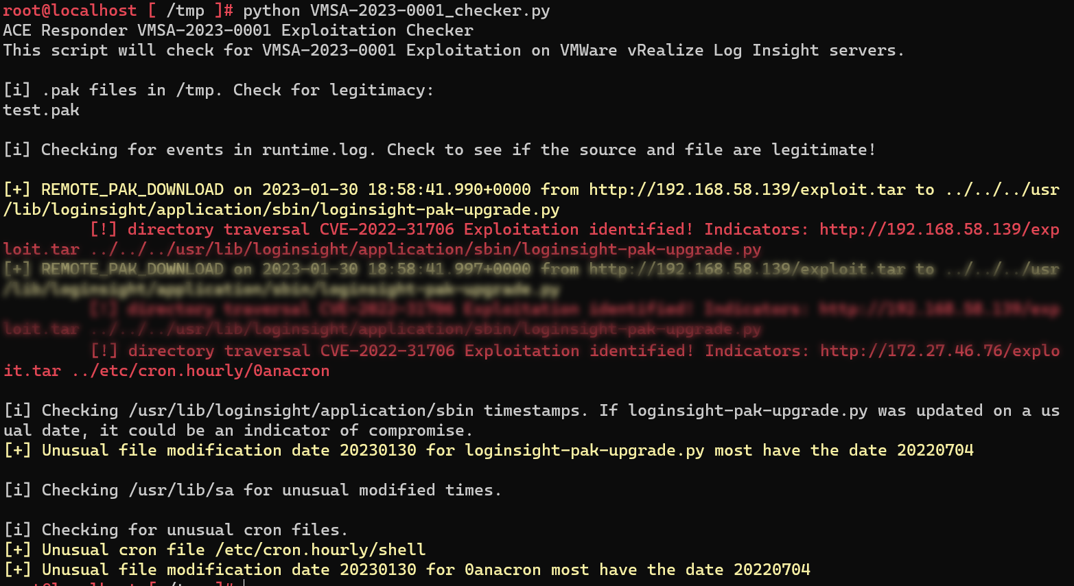 GitHub - acedef/VMSA-2023-0001_checker.py: Hunt for vRealize Log Insight VMSA-2023-0001 Exploitation